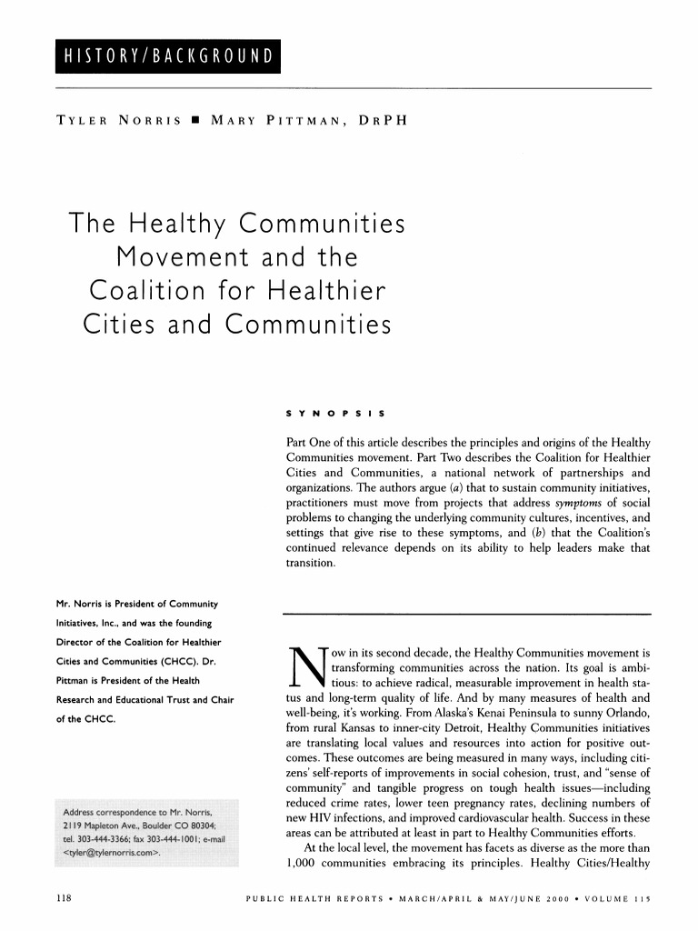 Healthy Communities Movement With WHO | PDF | Public Health | Community