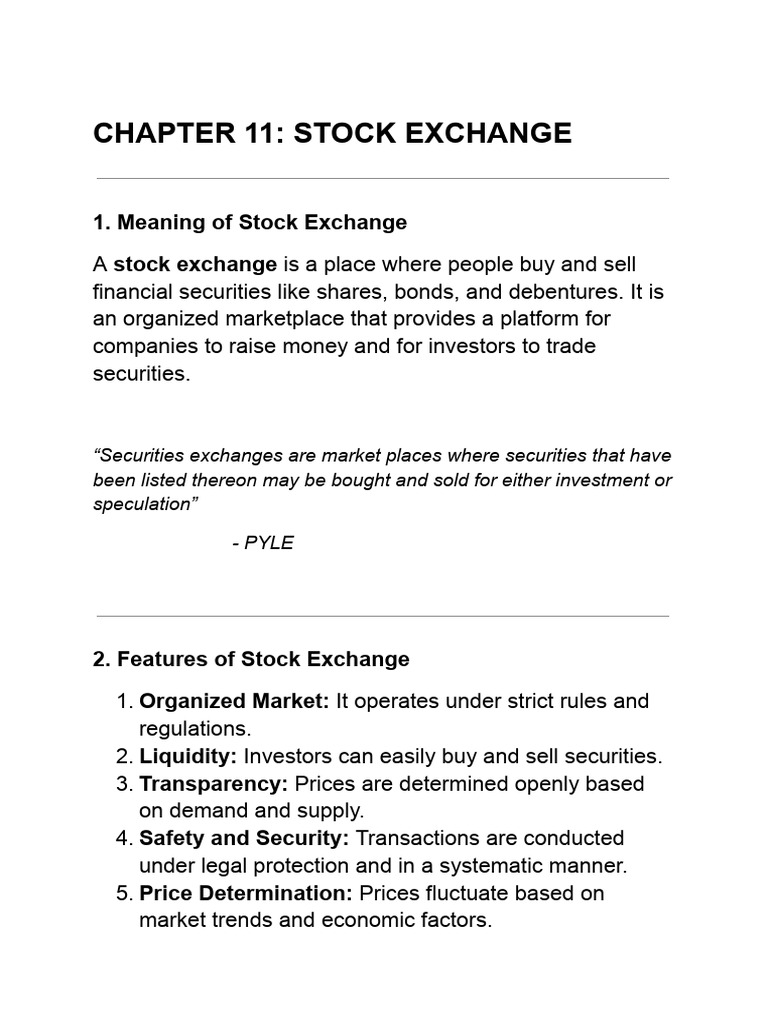 Chapter 11 - Stock Exchange | PDF | Stock Exchange | Stocks