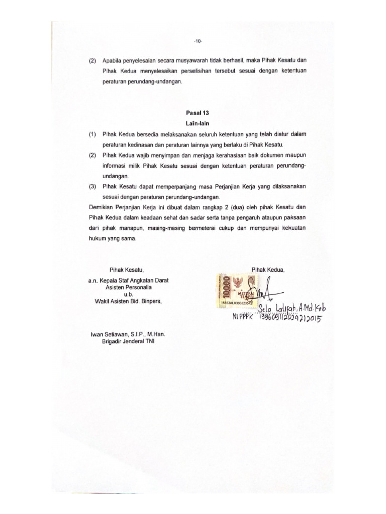 Apabila Penyelesaian Secara Musyawarah Tidak Berhasil, Maka Pihak Kesatu Dan | PDF