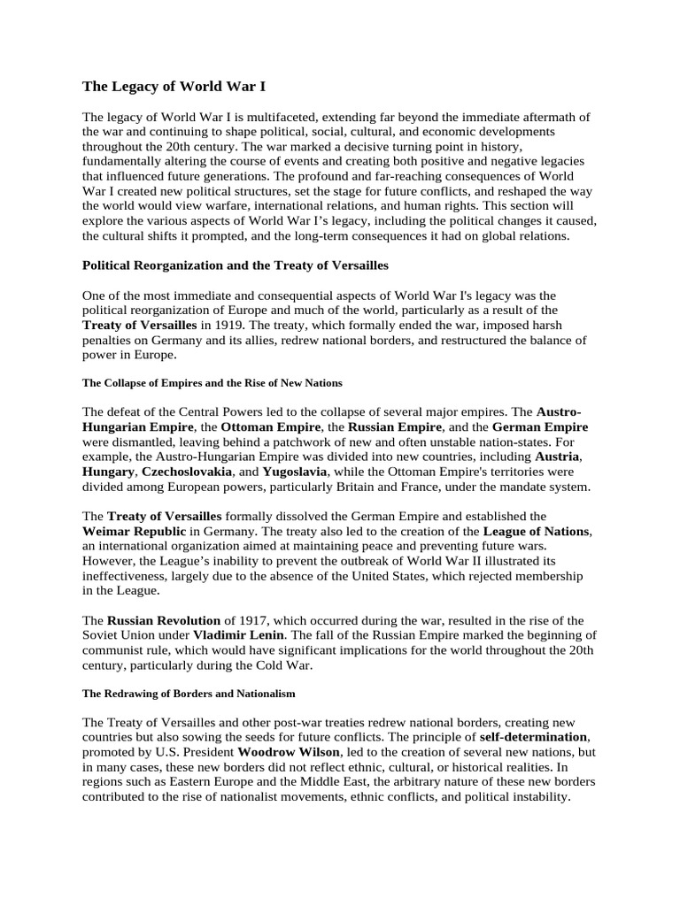 The Legacy of World War I | PDF | Nazi Germany | Fascism