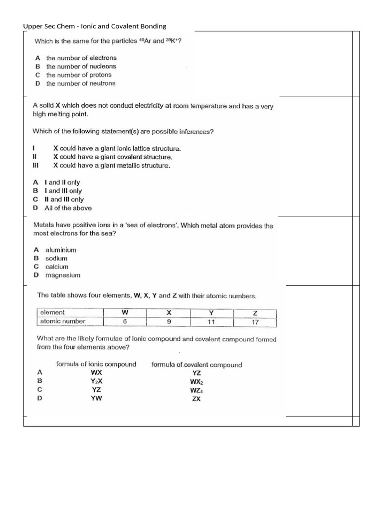 Ionic and Covalent Bonding | PDF