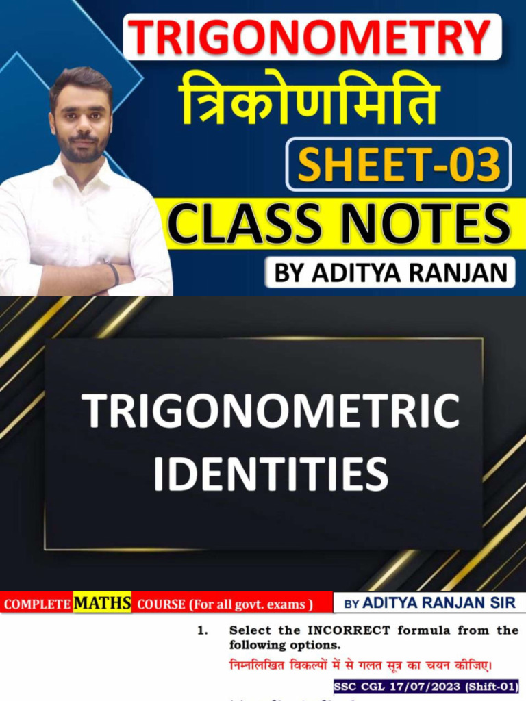 Trigonometry classnote 3 | PDF