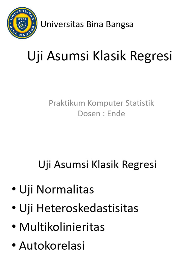 Uji Asumsi Klasik Regresi | PDF