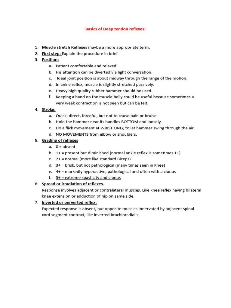 Grading Deep Tendon Reflexes Guide | PDF | Anatomical Terms Of Motion ...