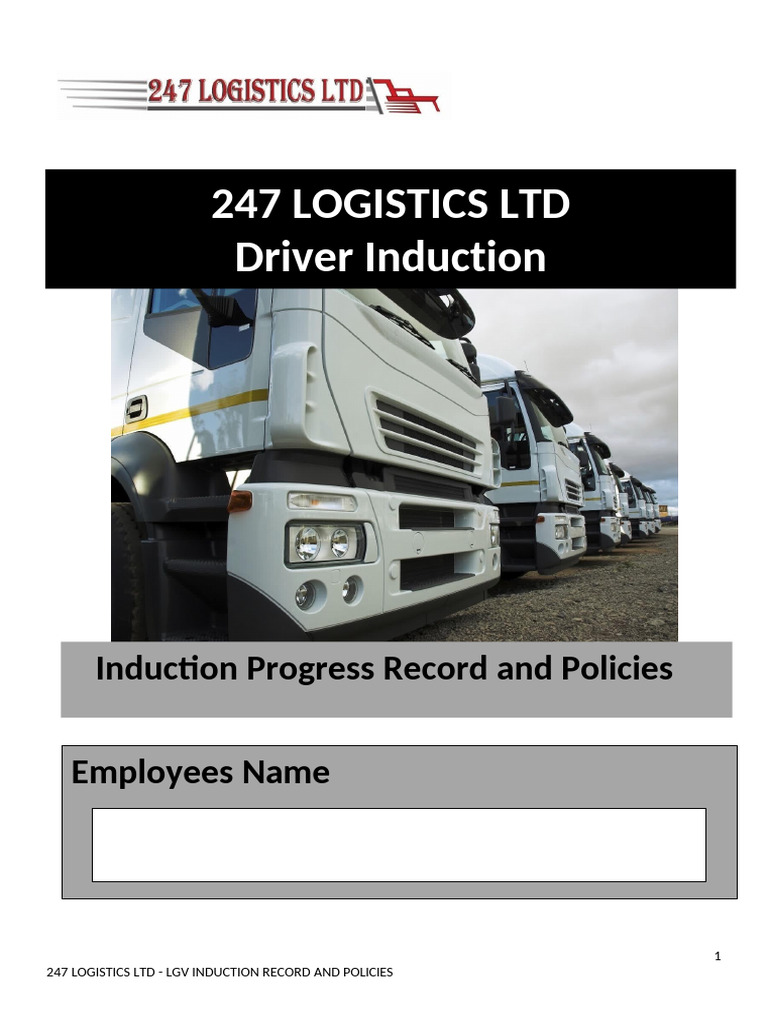 247 Logistics Ltd Induction Checklist and Policies | PDF | Substance ...