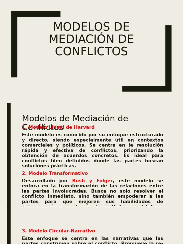Modelos de Mediacion de Conflictos | PDF | Mediación | Empoderamiento