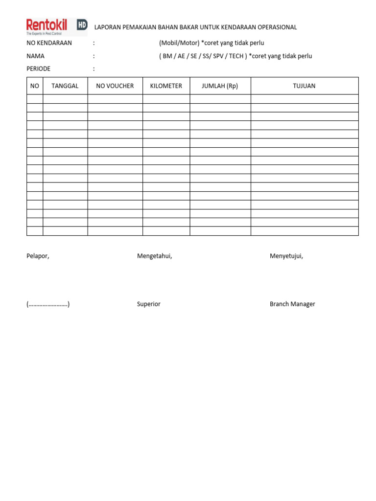 Form Laporan Bensin | PDF