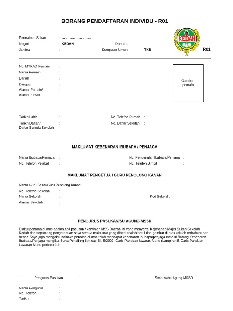 Borang MSSK R01 & M01-1 | PDF