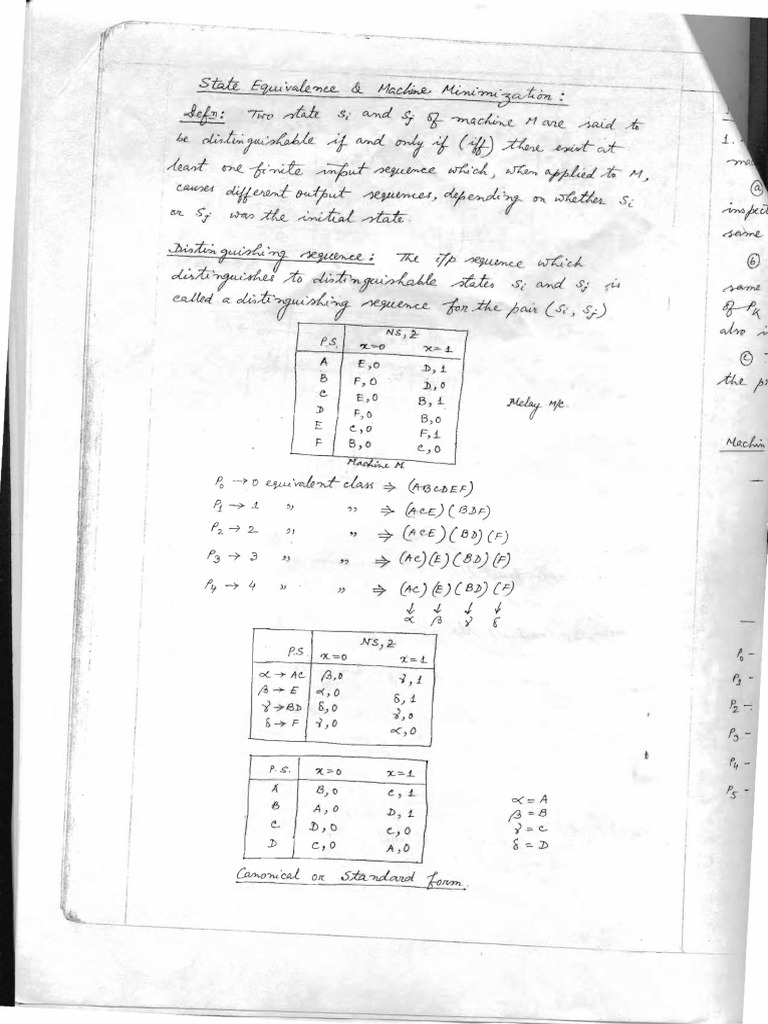 State Equivalence and Machine Minimization | PDF