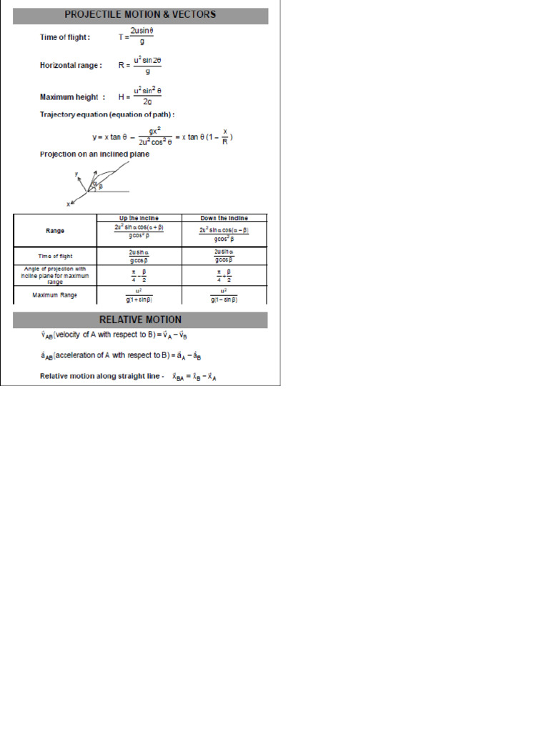 Projectile Motion and Vectors | PDF