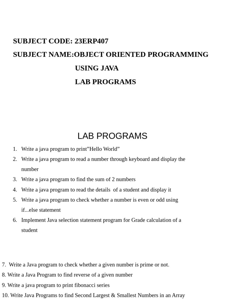 239_193_4336_79256_LAB_PROGRAMS | PDF | Integer (Computer Science) | String (Computer Science)