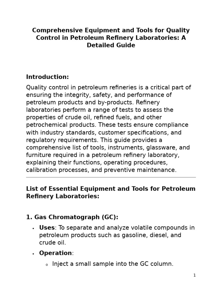 Essential Lab Tools for Refineries | PDF | Oil Refinery | Distillation