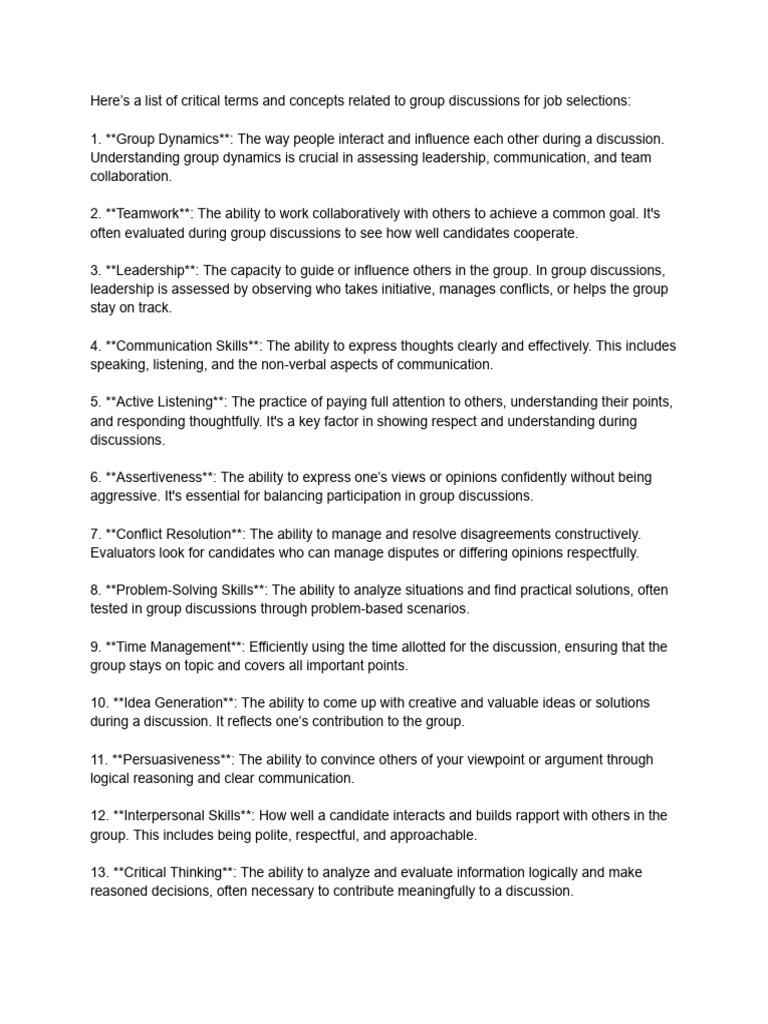 Group Discussion Essentials | PDF | Communication | Nonverbal Communication