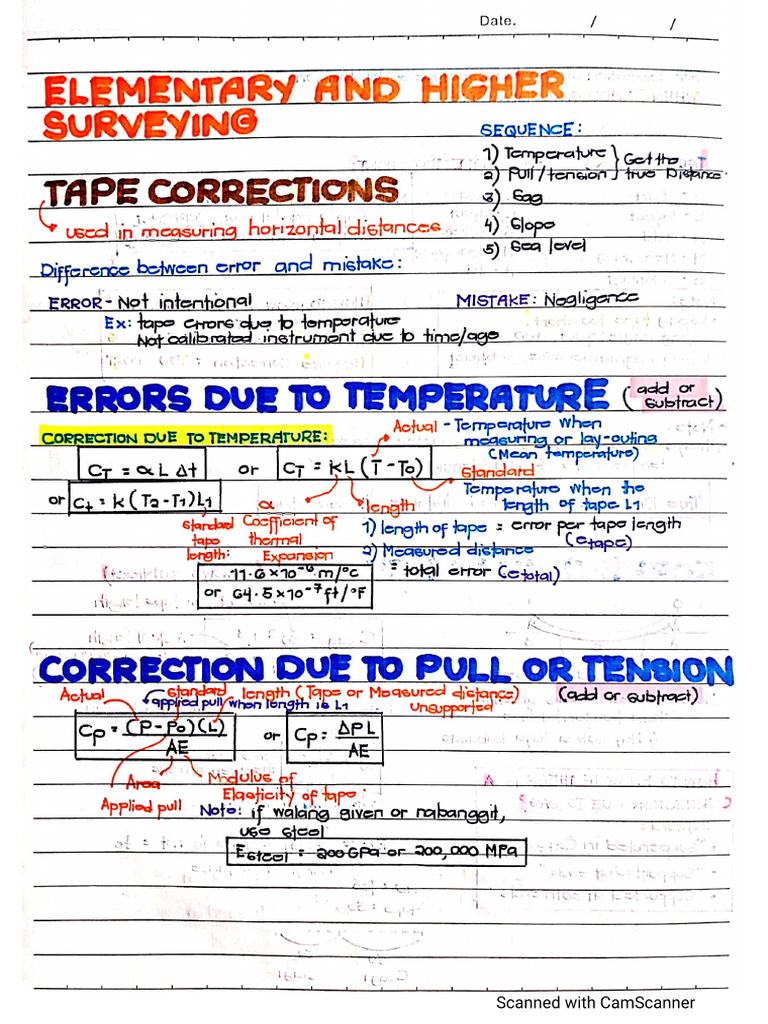 Surveying Notes (1) | PDF
