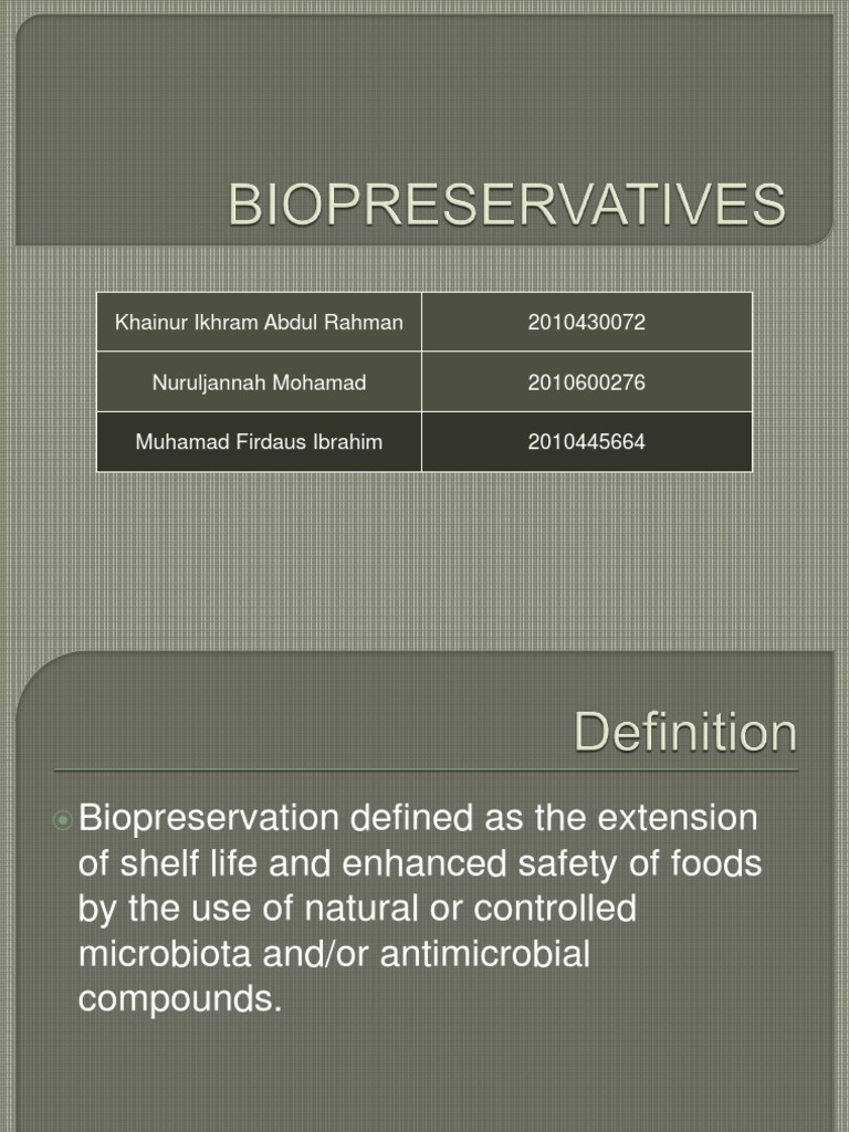 Biopreservation: Enhancing Food Safety | PDF | Food Preservation | Food ...