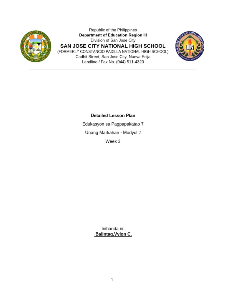 DLP SJCNHS EsP7 | PDF