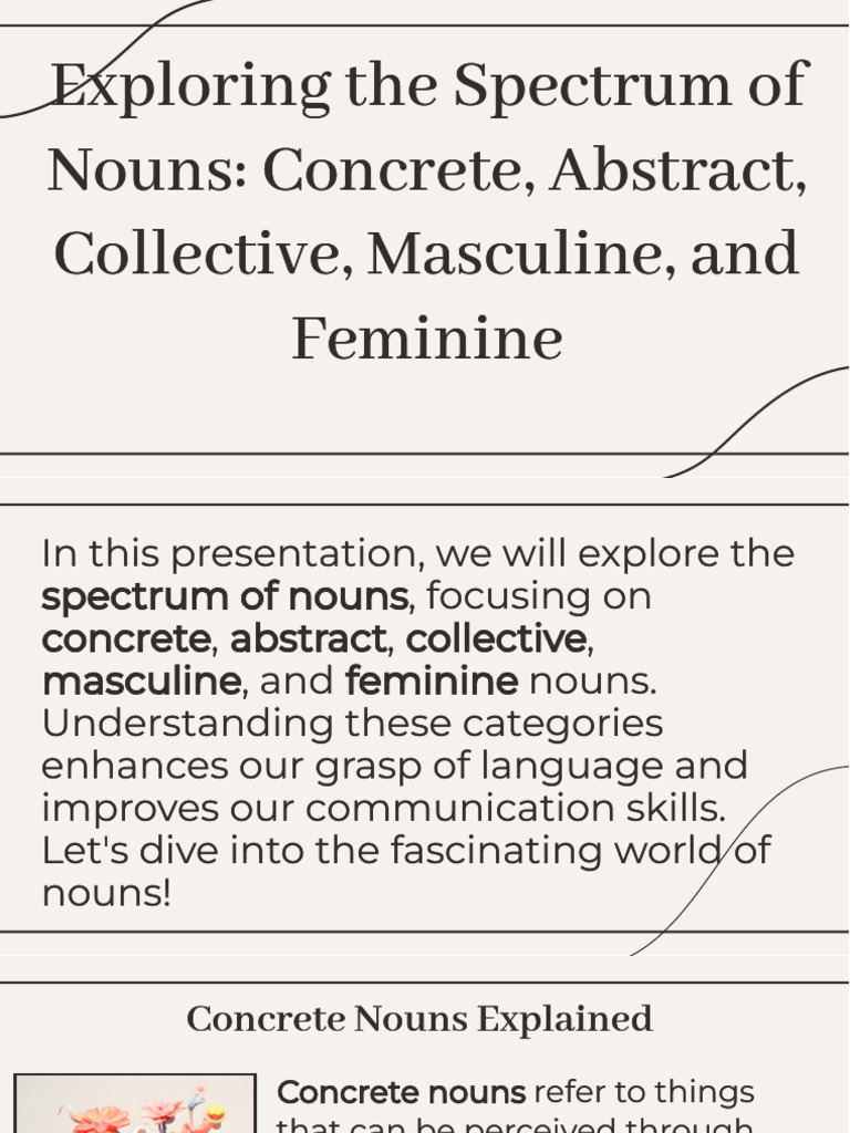Slidesgo Exploring the Spectrum of Nouns Concrete Abstract Collective ...