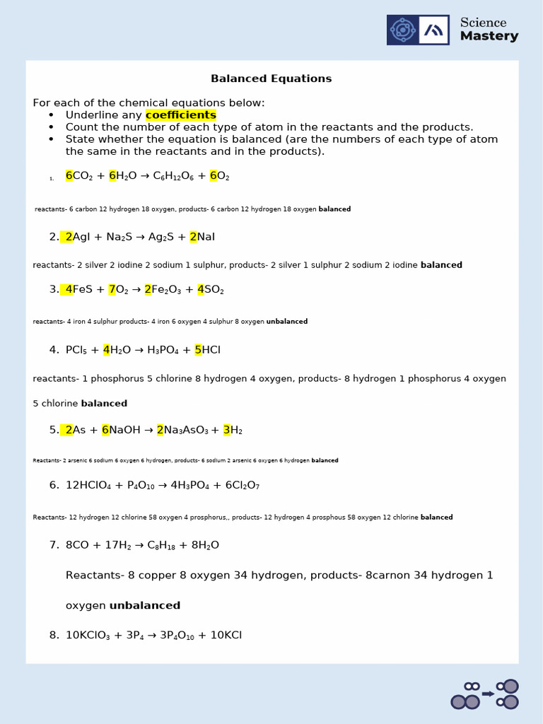 C2.2.3 Worksheet Activity | PDF | Chlorine | Hydrogen
