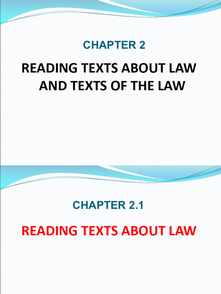 CHAPTER 2. Reading Texts About Law and Texts of the Law | PDF | Plain ...
