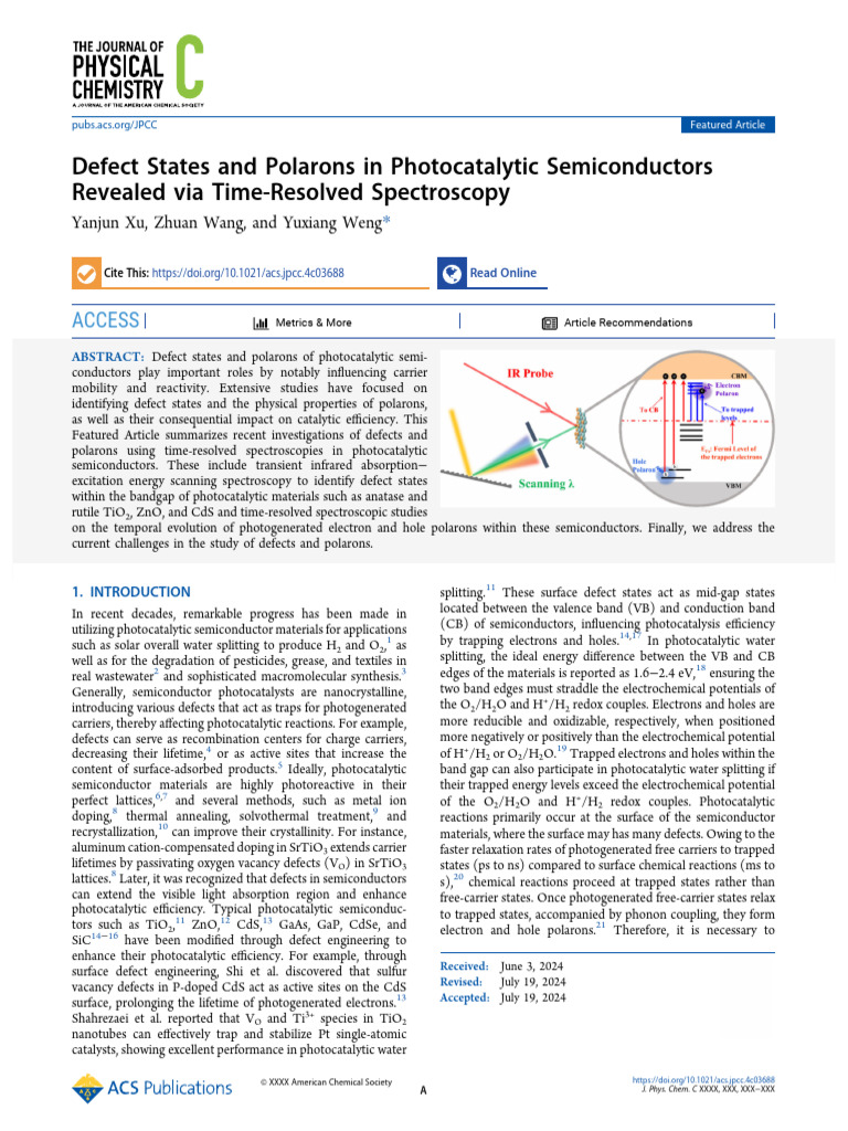Defect States and Polarons in Photocatalytic Semiconductors Revealed ...