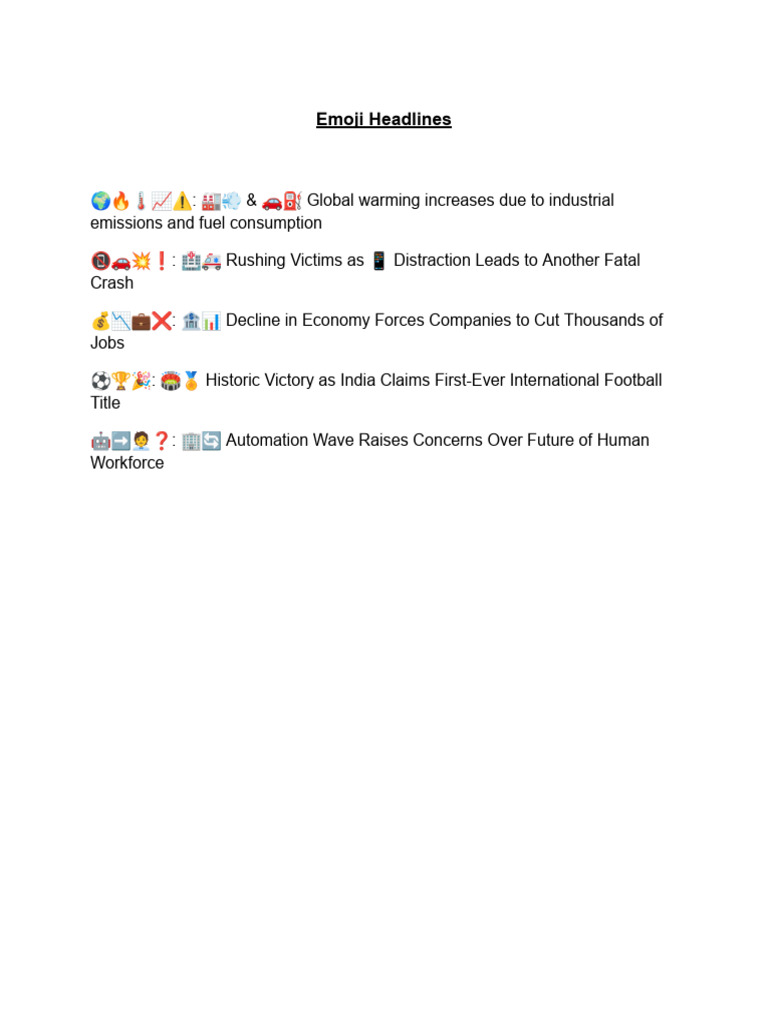 Emoji Headlines on Current Issues | PDF