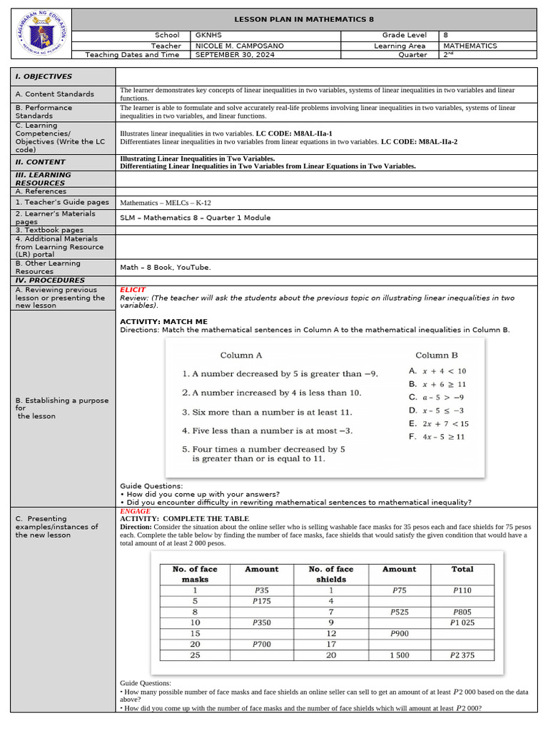 M8LP-Q2-I&DLI&LEITV_NMC | PDF | Mathematics | Variable (Mathematics)