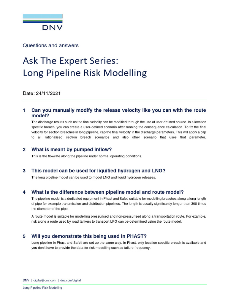 Plant - Ask The Experts - Long Pipeline Risk Modelling - QA | PDF ...