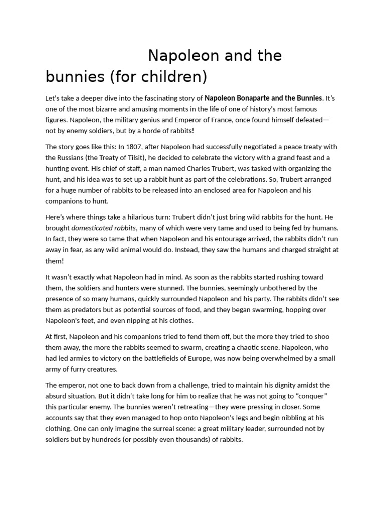 Napoleon and The Bunnies (For Children) | PDF | Napoleon | Rabbit
