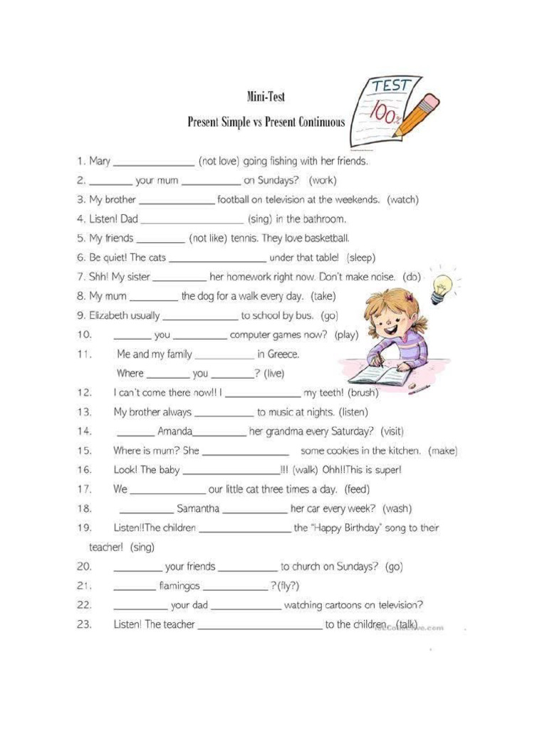 Present Simp Vs Present Cont Mixed | PDF