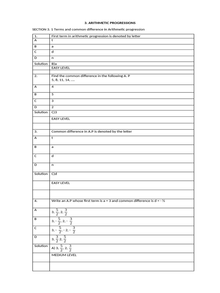 Arithmetic Progression | PDF | Money | Mathematics
