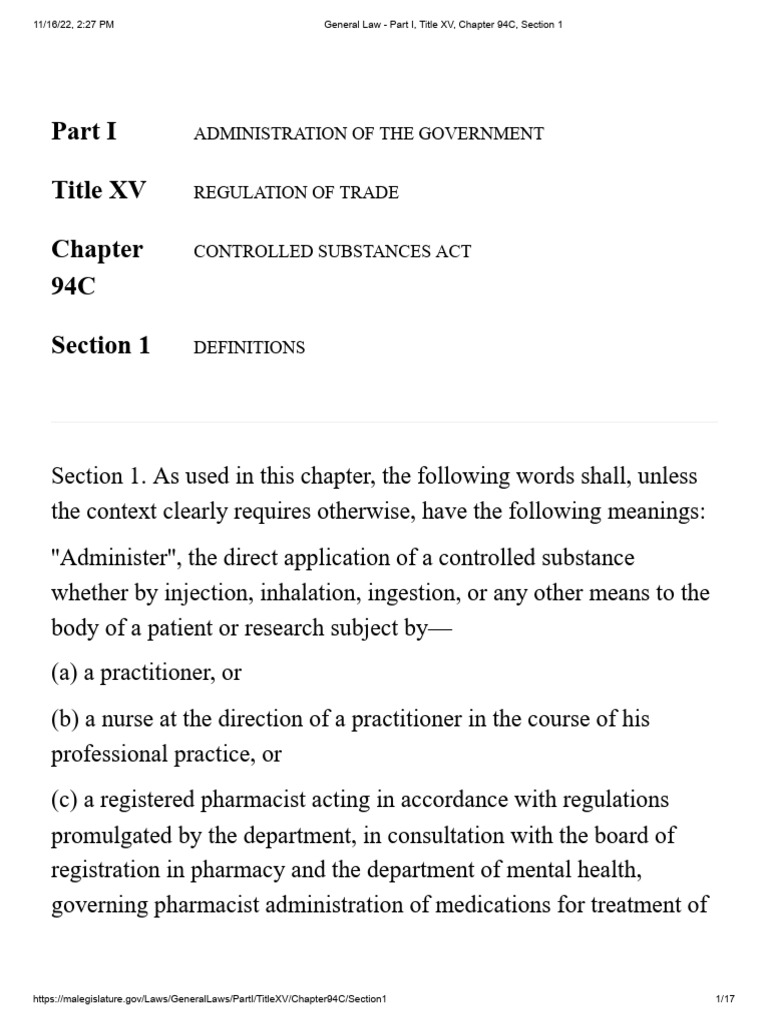 10 MGL 94 Combined | PDF | Controlled Substances Act | Medical Prescription