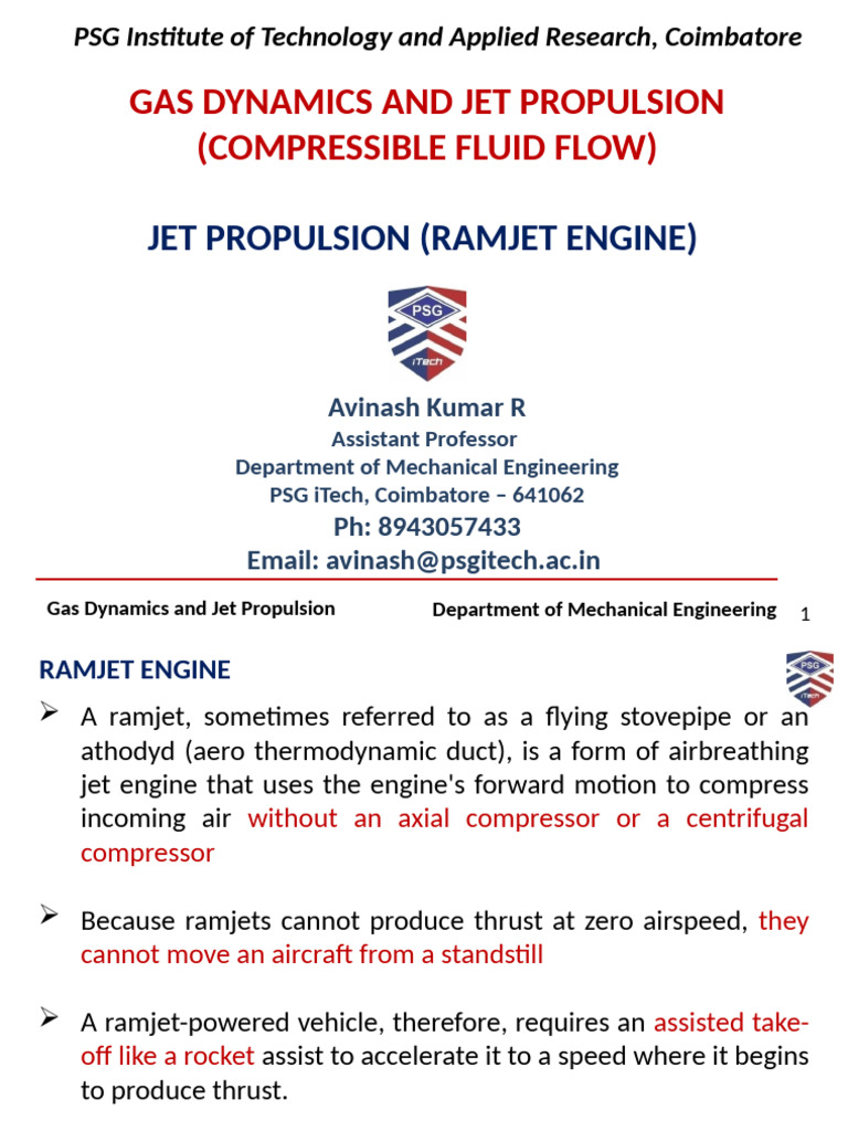 Ramjet Engine - Class | PDF | Jet Engine | Applied And Interdisciplinary Physics