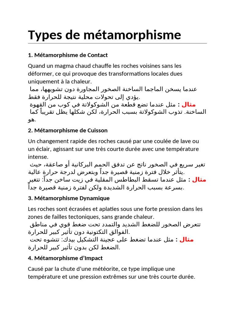 Types de Métamorphisme | PDF