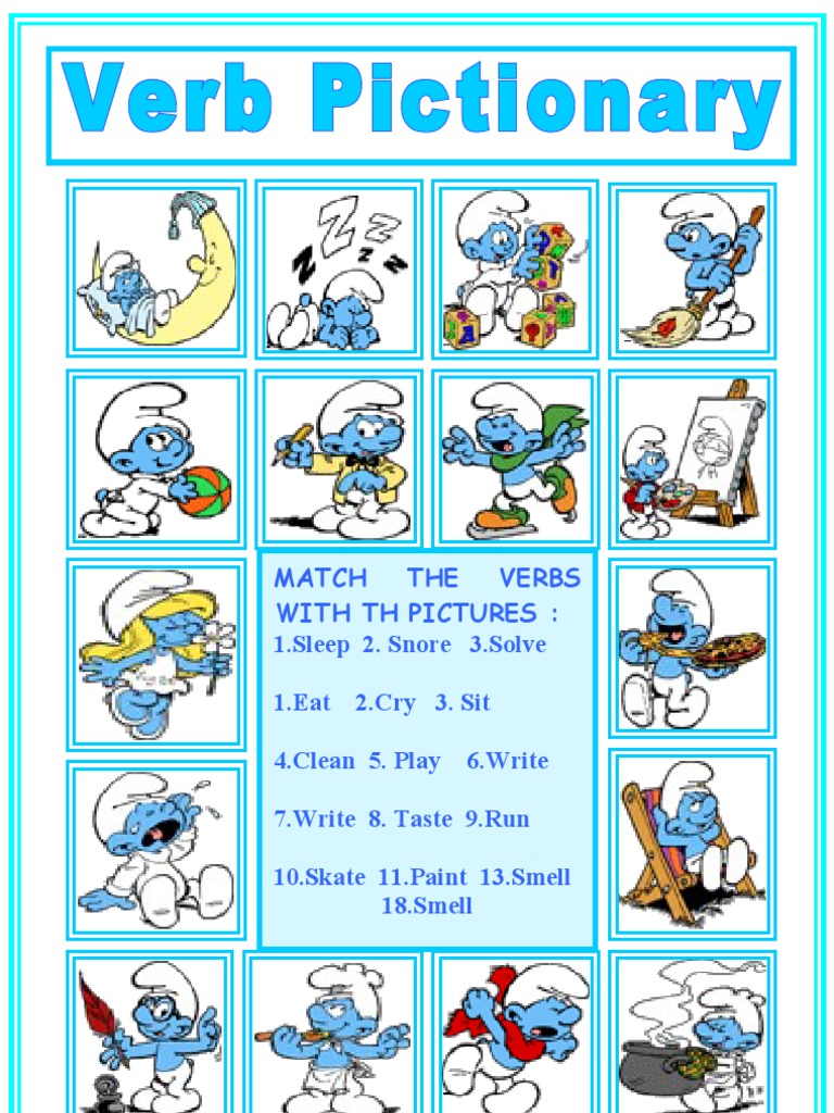 Action Verb Pictionary 01 | PDF | Linguistic Typology | Grammar