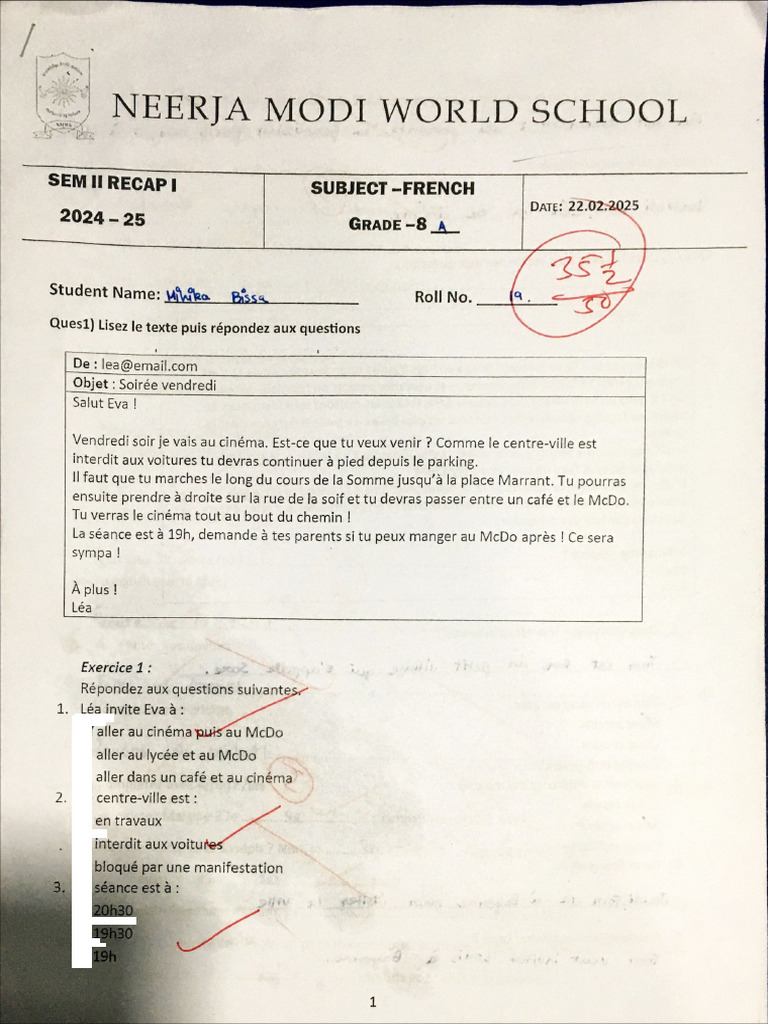 French Sem 2 Recap Empty | PDF