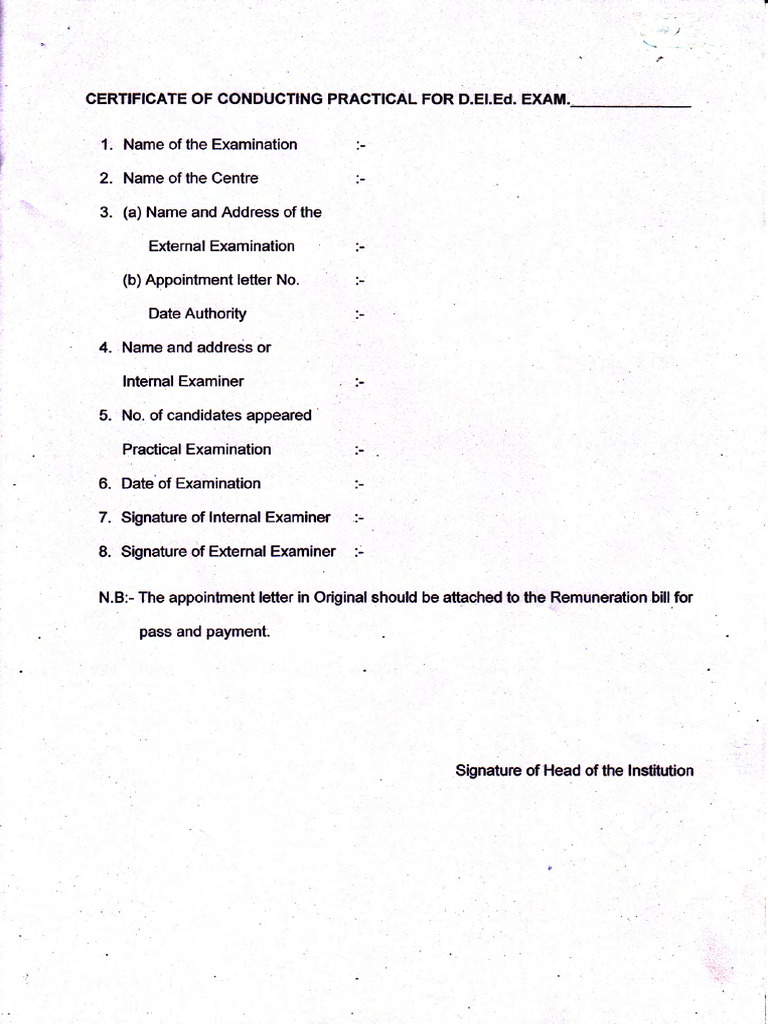 Certificate Format For Conducting Practical 03082017 | PDF