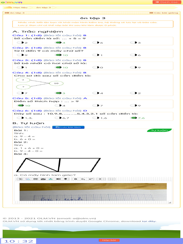 Ôn Tập 3 - Học Trực Tuyến OLM | PDF