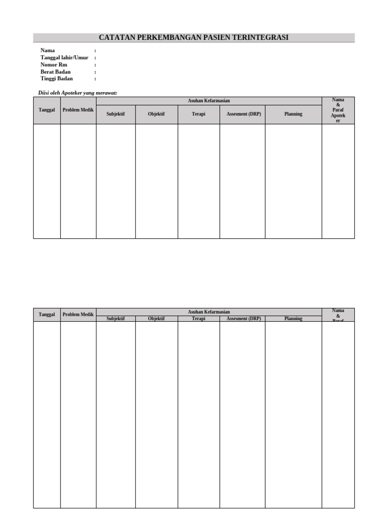 Lembar Kosong Pto, CPPT, Rekonsiliasi, Naranjo, Dipscale | PDF