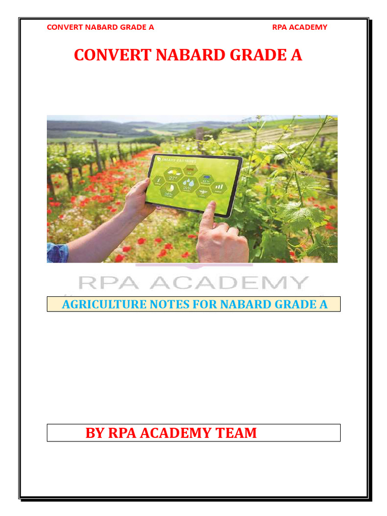 NABARD Grade A Agriculture Notes | PDF | Agriculture | Green Revolution