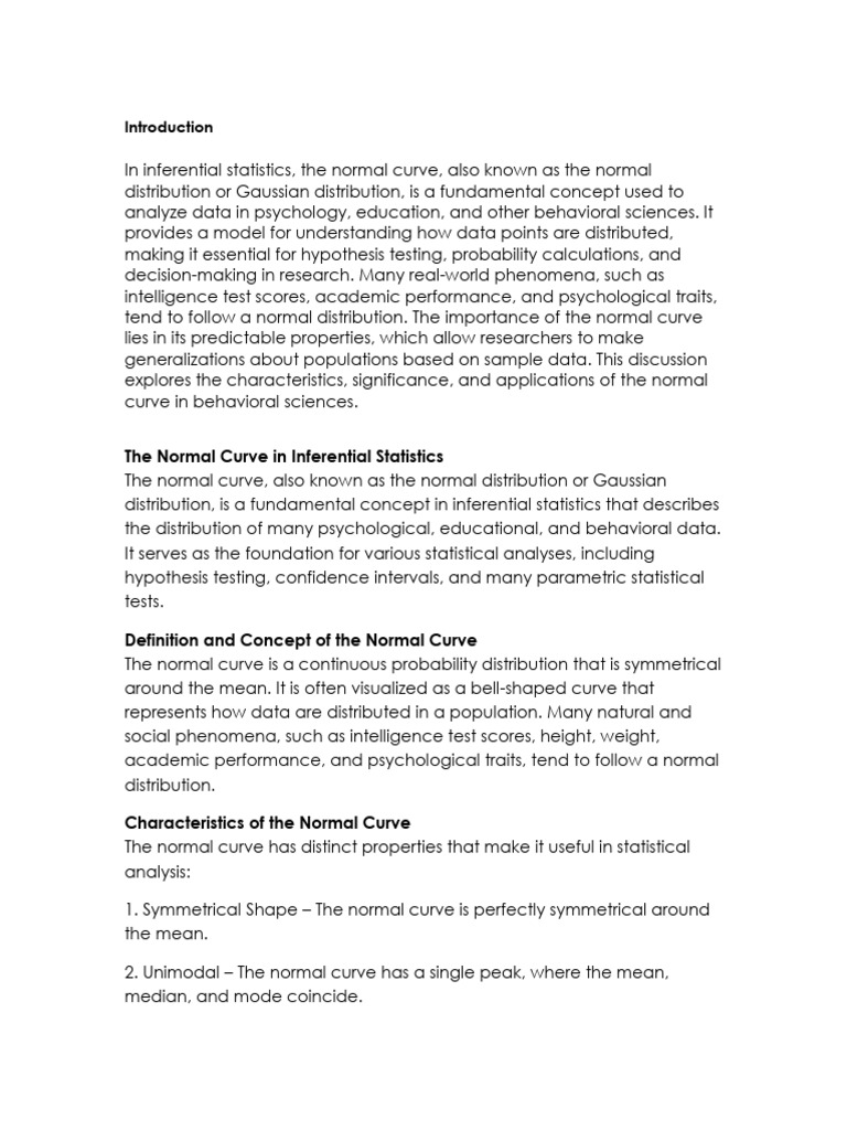 Normal Curve Inferential Statistics | PDF | Normal Distribution ...