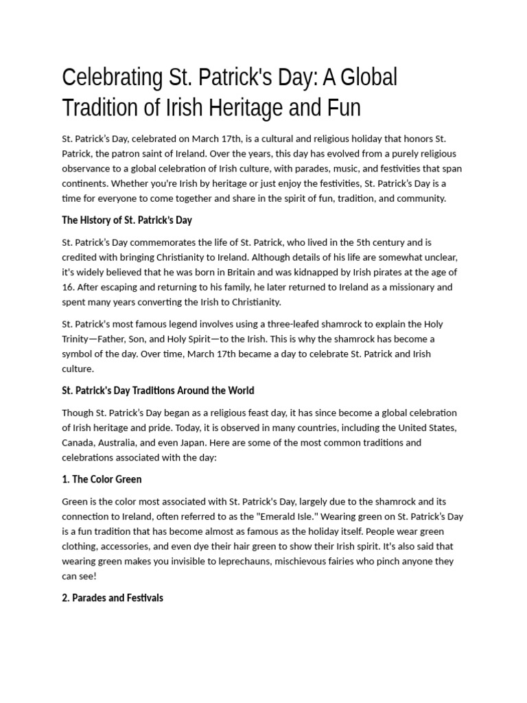Celebrating St. Patrick's Day Irish Heritage and Fun | PDF | Saint Patrick