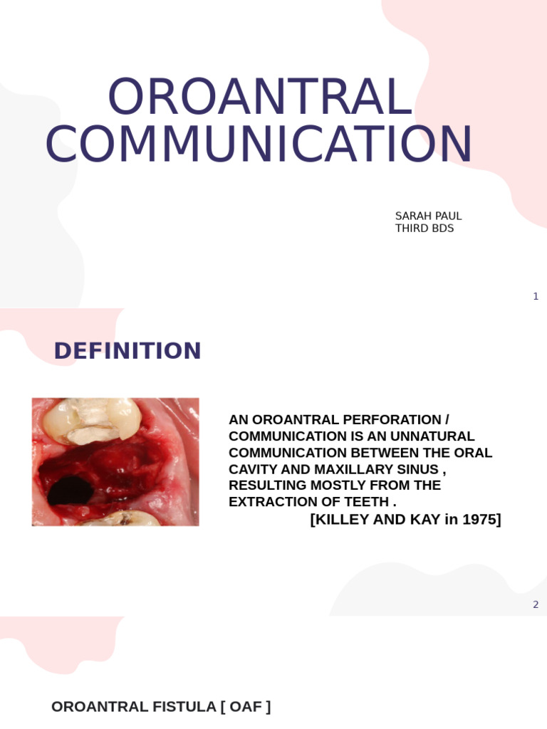 Oroantral Communication | PDF | Surgical Specialties | Human Head And Neck