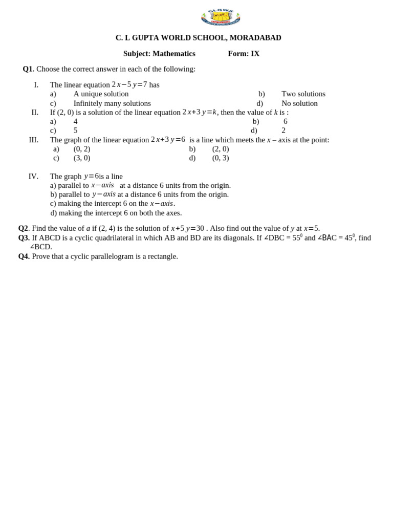 r_Equation_in_Two_variables_WS (2) | PDF