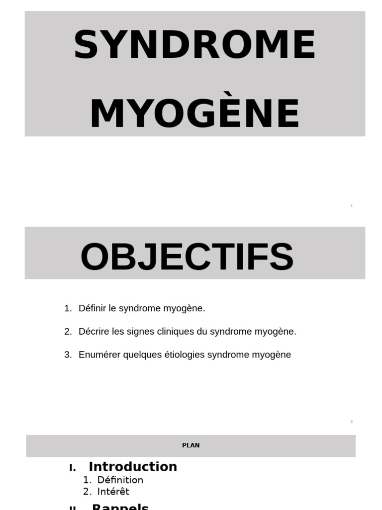 7 Syndrome Myogène | PDF | Contraction du muscle | Muscle