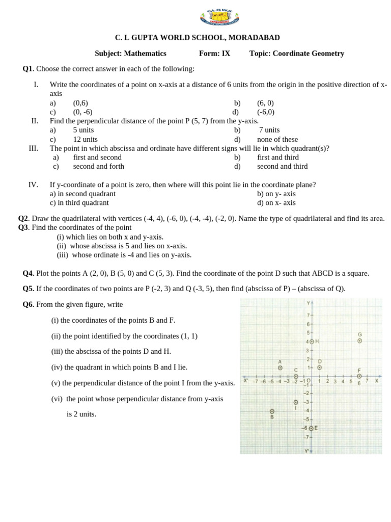 Coordinate Geometry Exercises for IX | PDF