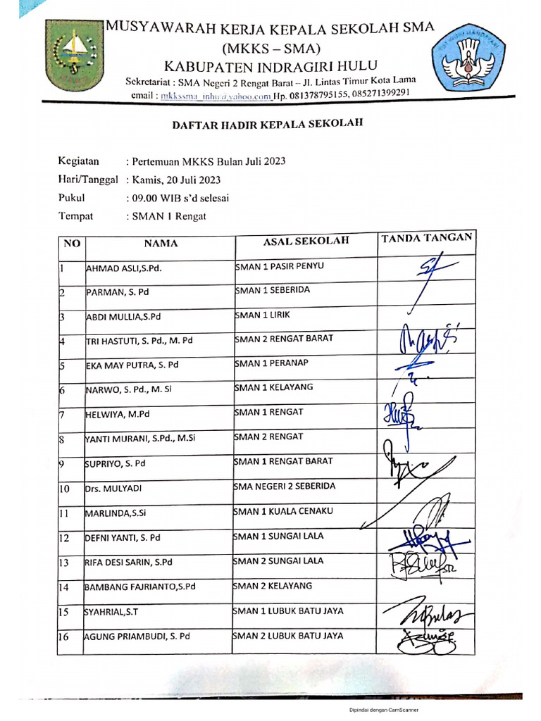 Absen Mkks Juli 2023 | PDF