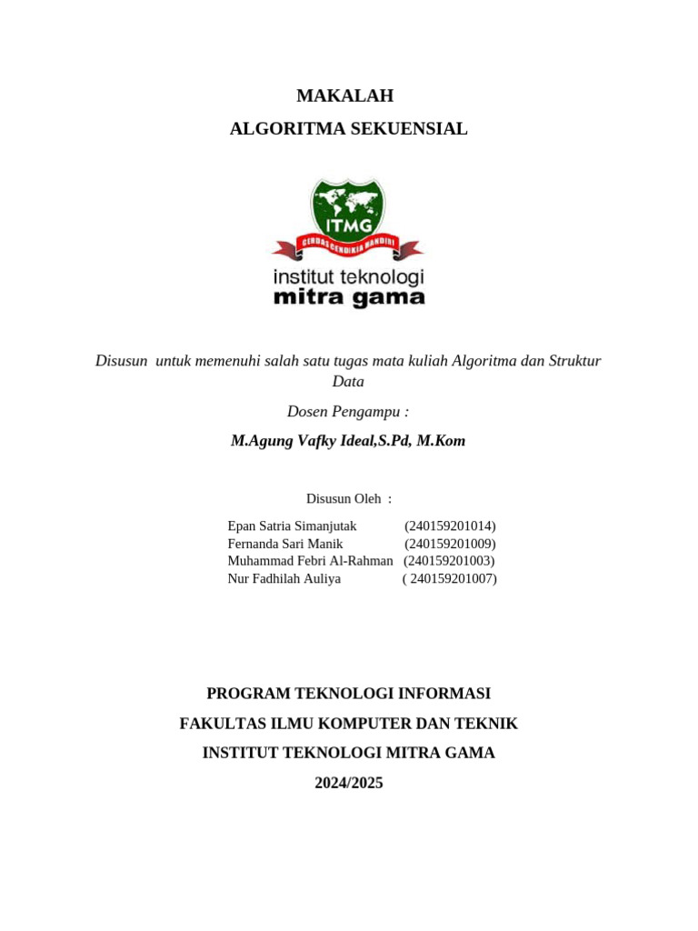 Makalah Algoritma Sekuensial Kelompok 3 New | PDF