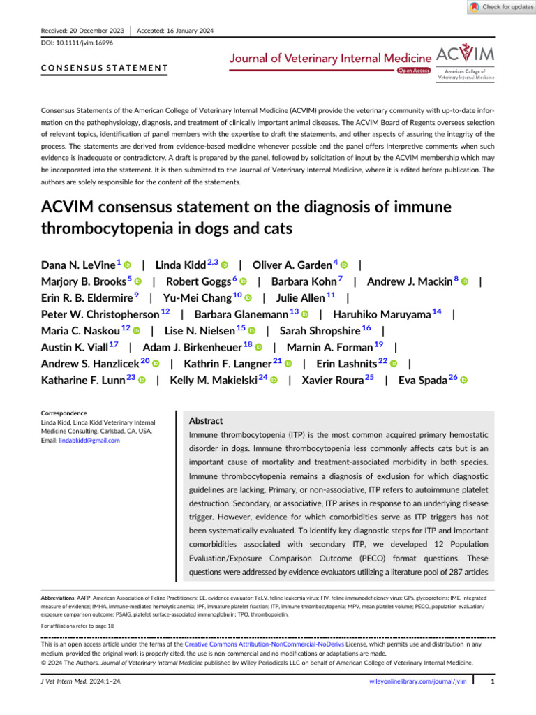 ACVIM免疫介导性血小板减少症 | PDF | Platelet | Hematology