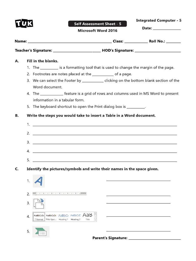 Class 5 Worksheet 5 | PDF