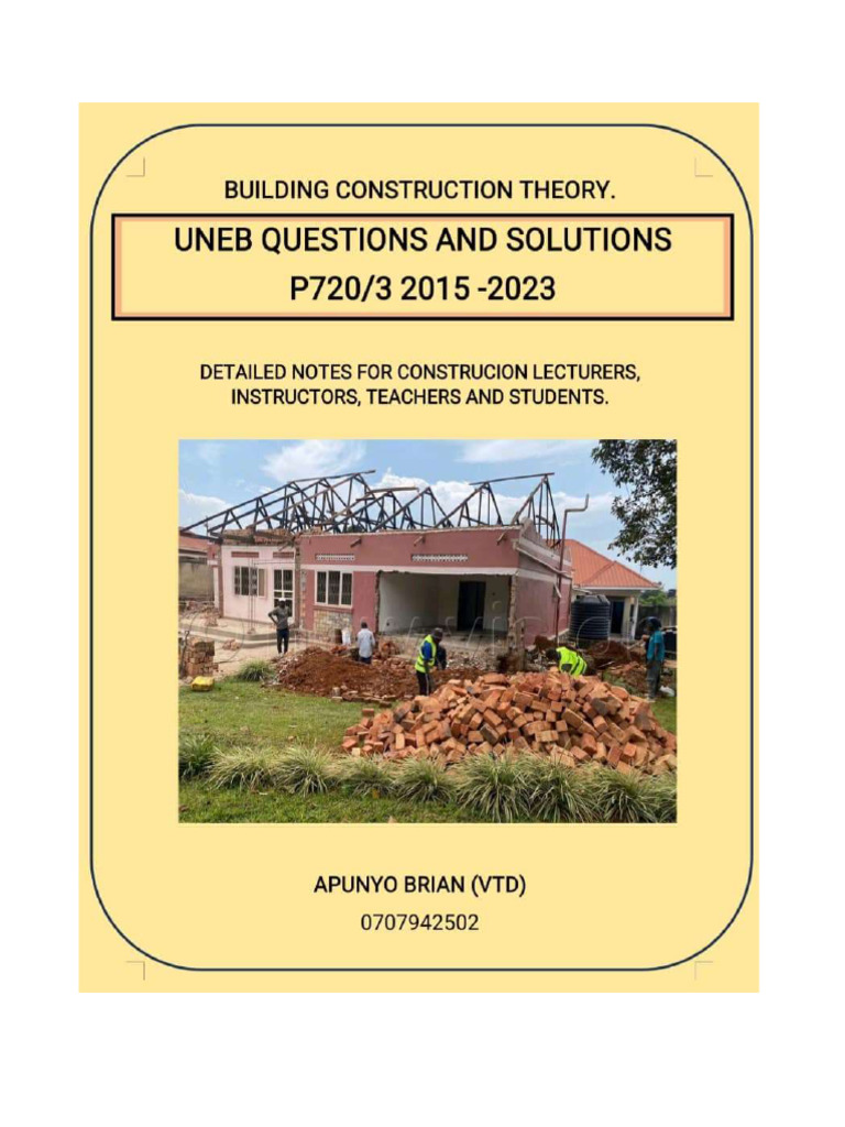 UACE Building Construction Past Paper Guide | PDF | Concrete | Stairs